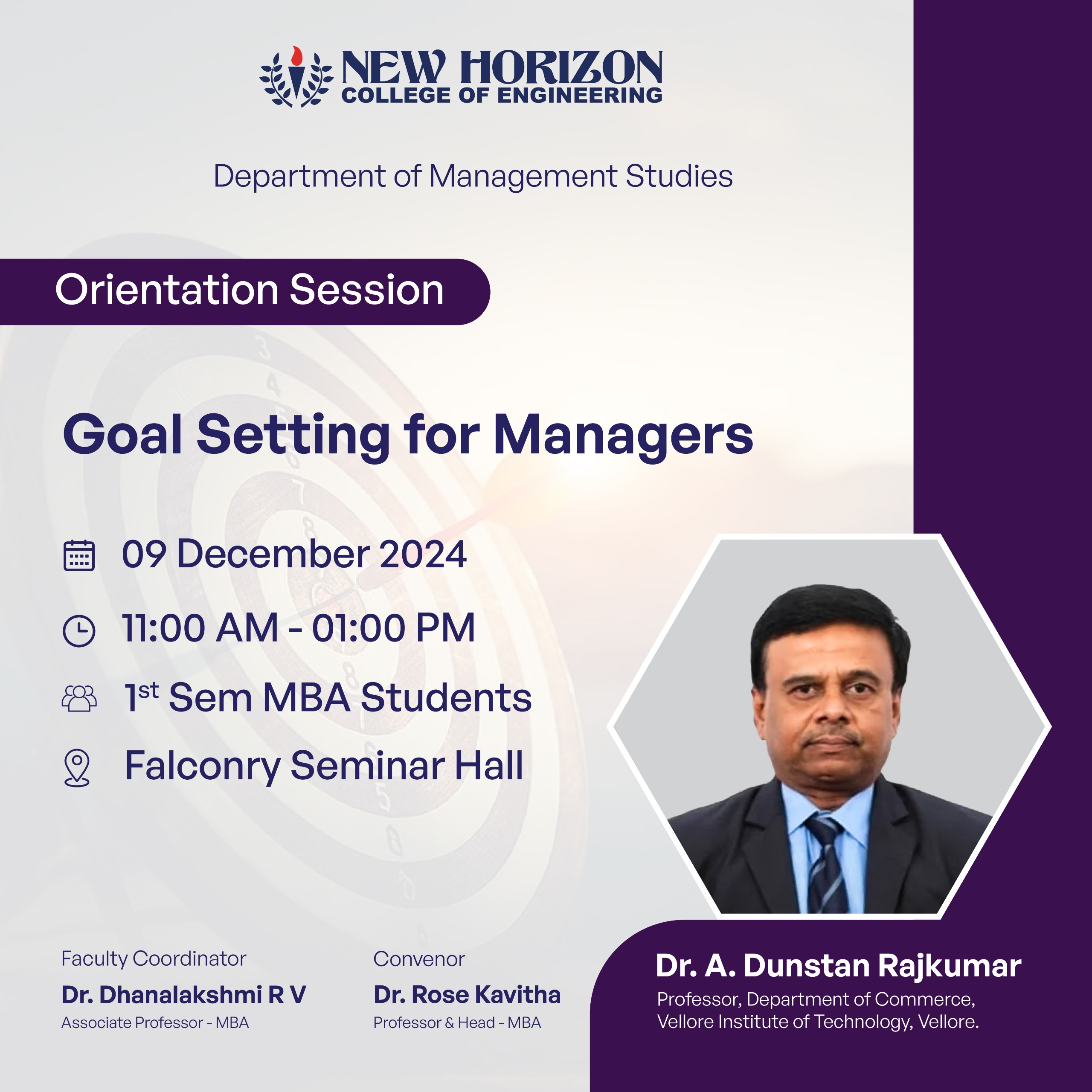NHCE MBA Orientation Talk for First-Year Students