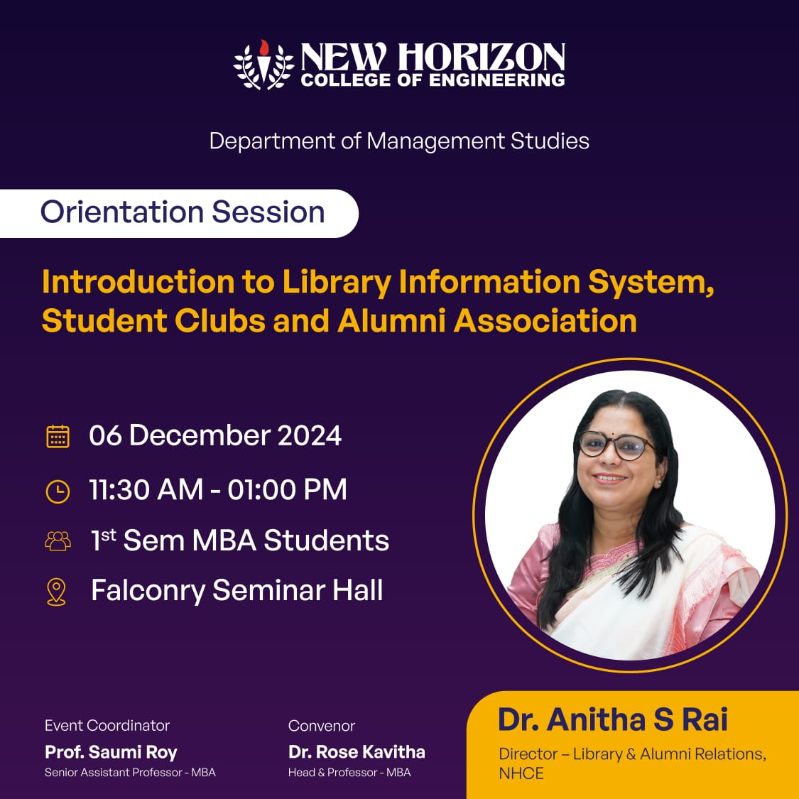 NHCE MBA Orientation: Library & Student Clubs Intro